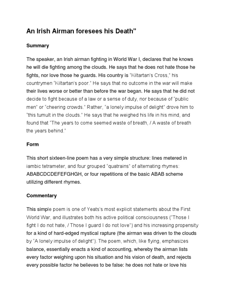 An Irish Airman Foresees His Death-3 | PDF An Irish Airman Foresees His Death-3 | PDF