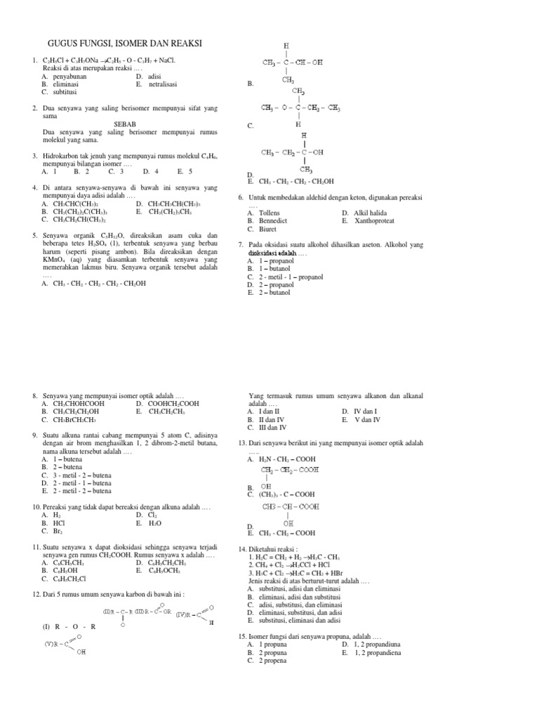Gugus Fungsi, Isomer Dan Reaksi | PDF