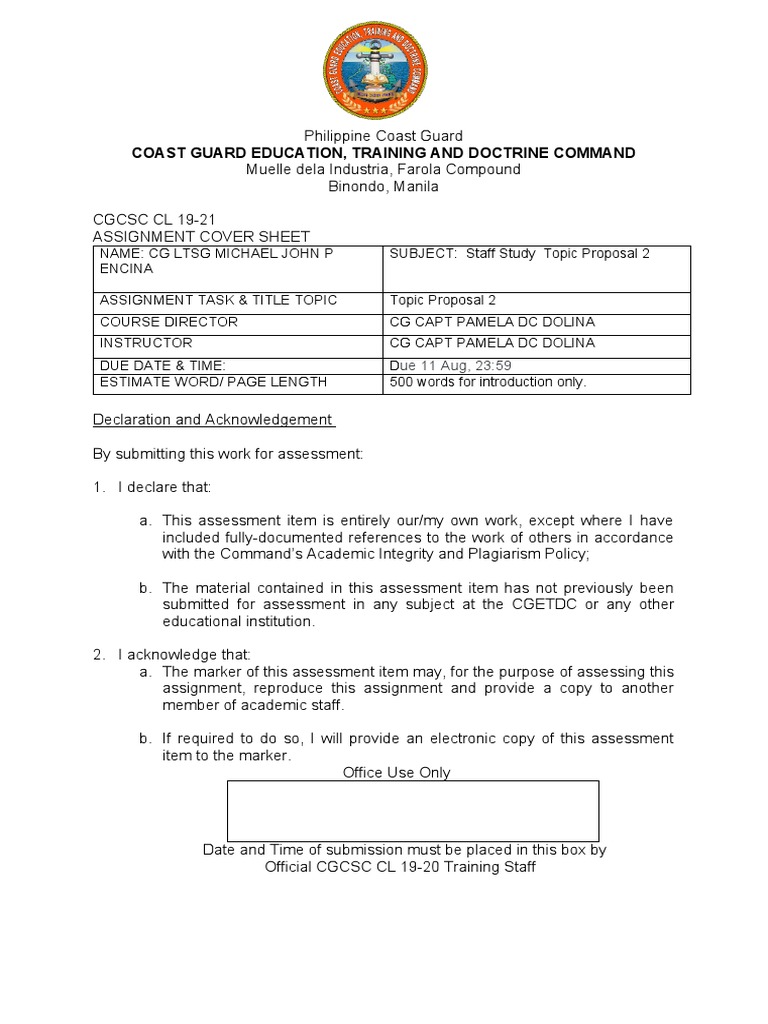 Coast Guard Education, Training and Doctrine Command: Ue 11 Aug, 23:59 ...