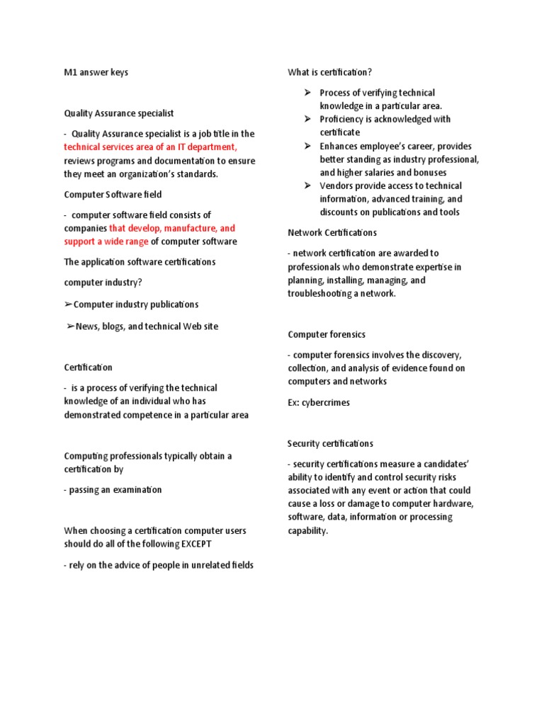 M1 Answer Keys | PDF | Computer Network | Software