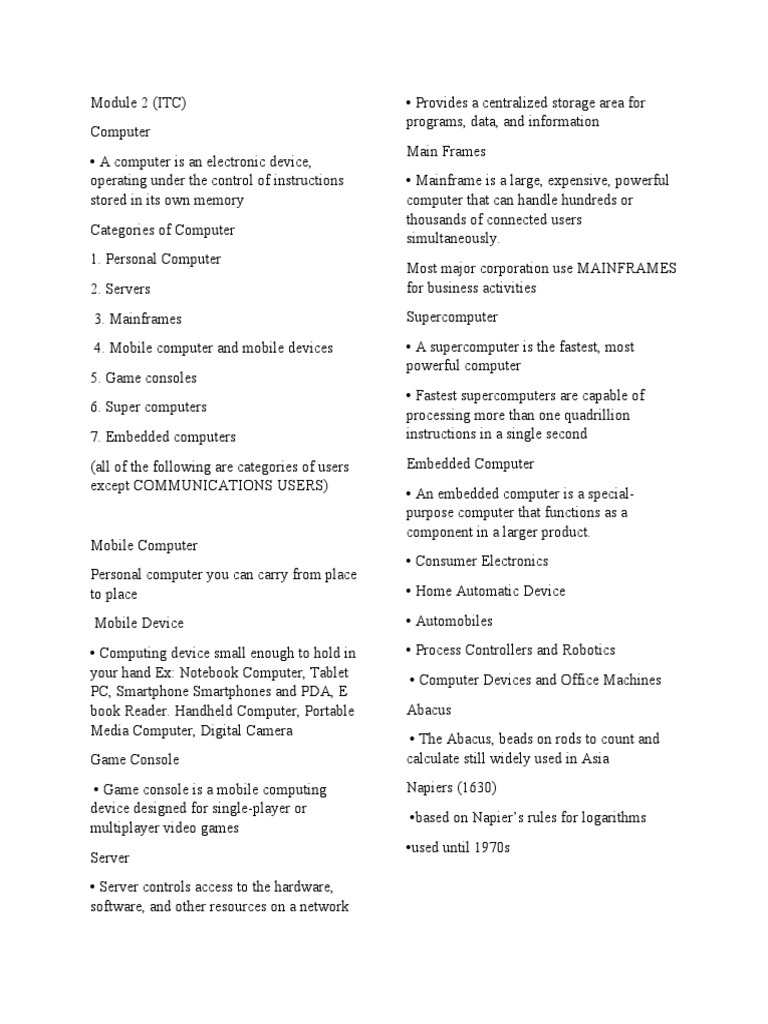 Module 2 ITC | PDF | Central Processing Unit | Personal Computers