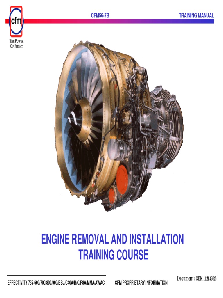 CFM56-7B Engine Removal Training Manual | PDF | Verification And ...