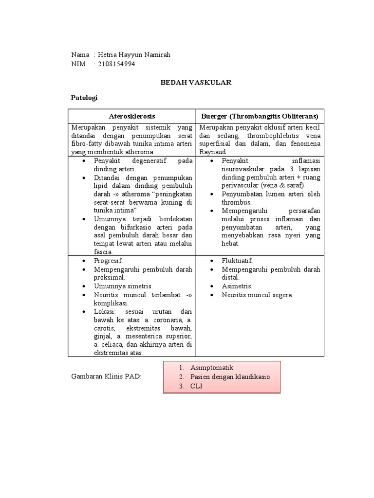 BEDAH VASKULAR - Hetria Hayyun Namirah | PDF