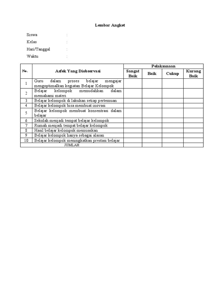 Tugas 2 Instrumen PTK (Angket) | PDF
