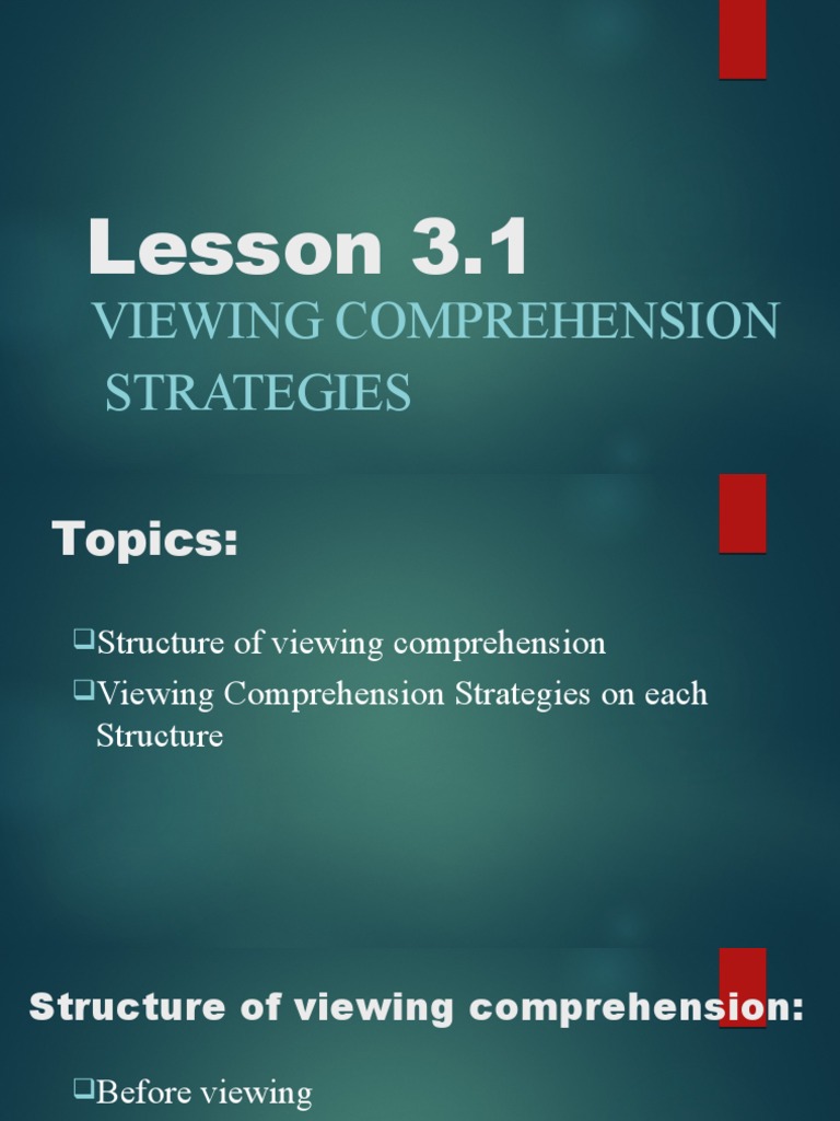 Viewing Comprehension Strategies | PDF | Reading Comprehension | Human ...