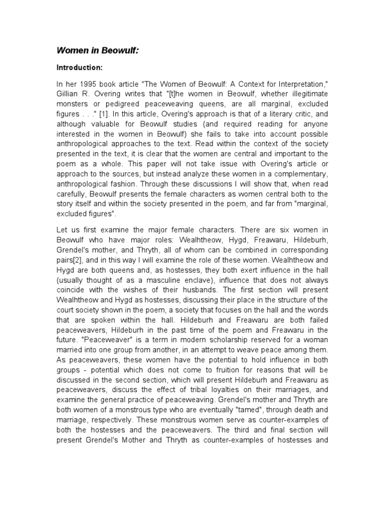 Women in Beowulf | PDF | Beowulf | Old English Poems