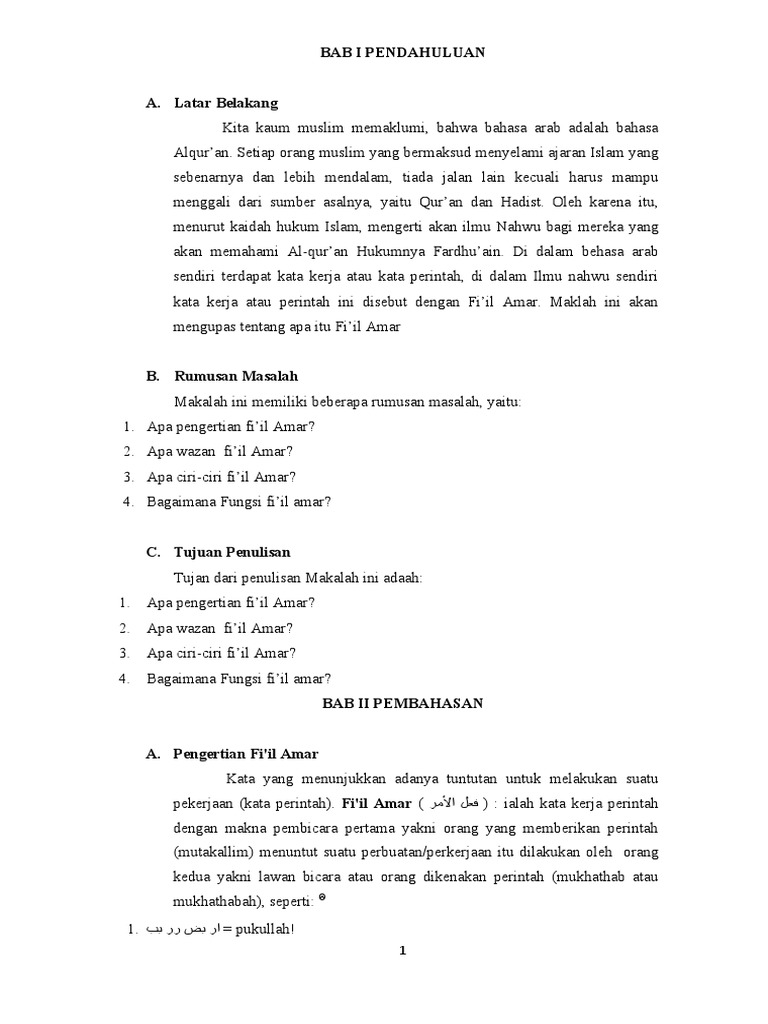 Makalah Fiil Amr | PDF | Seni & Disiplin Bahasa | Kajian Bahasa Asing