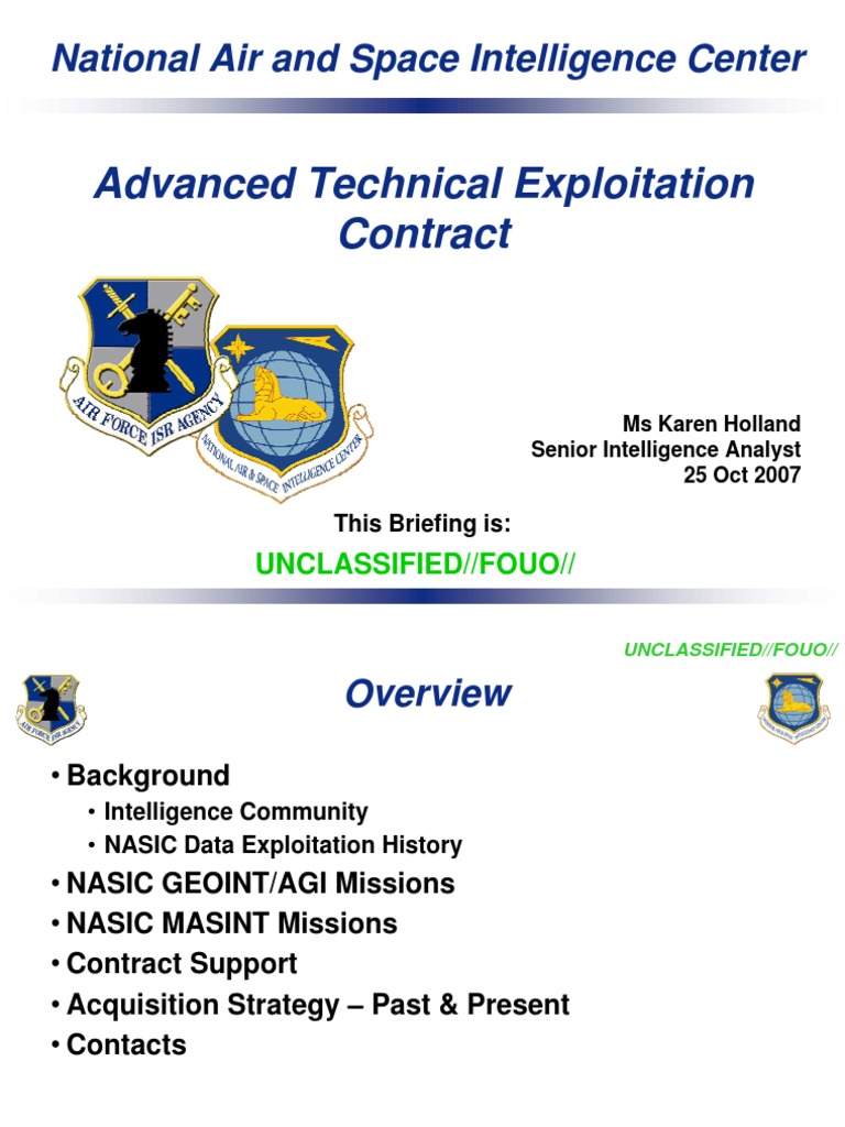 NASIC Technical Exploitation Contract Briefing | PDF | Intelligence ...