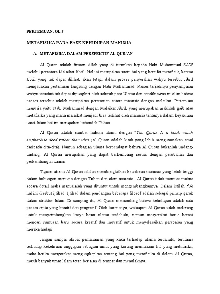Metafisika Pada Fase Kehidupan Manusia | PDF