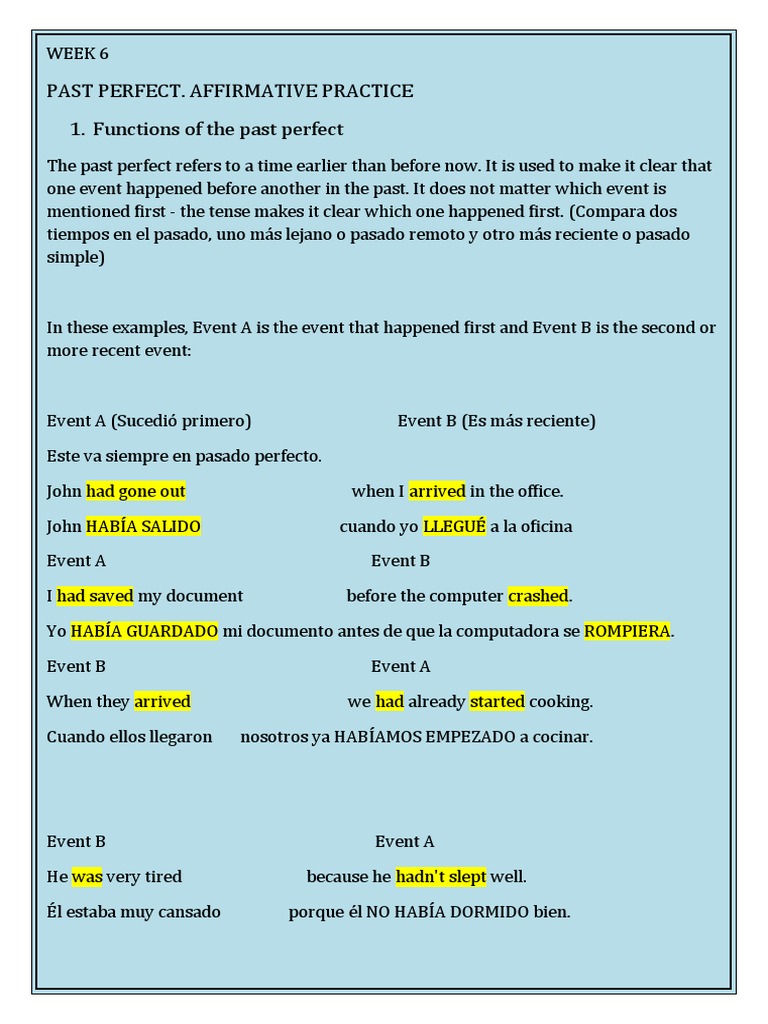 Angelo Jorge Paredes - Class 11 The Past Perfect Past Perfect ...