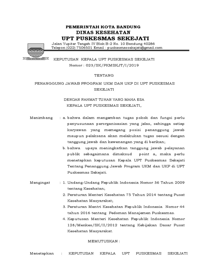 Ep. 2.3.1.1.a SK PENANGGUNG JAWAB PROGRAM UKP DAN UKM | PDF