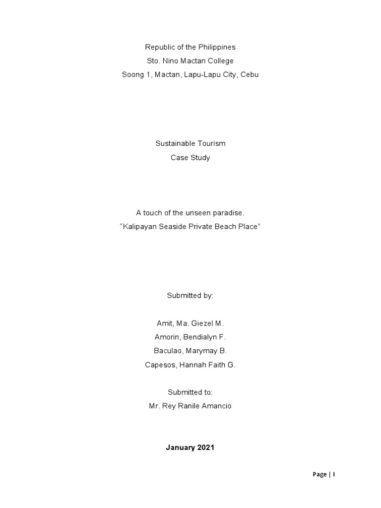 Case Study 2020 - Finale | Descargar gratis PDF | Tourism | Beach