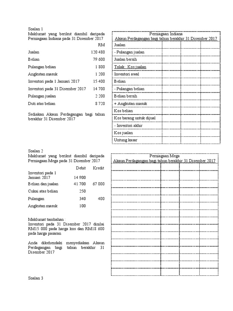 Akaun Perdagangan Dan Untung Rugi Dan PKK | PDF