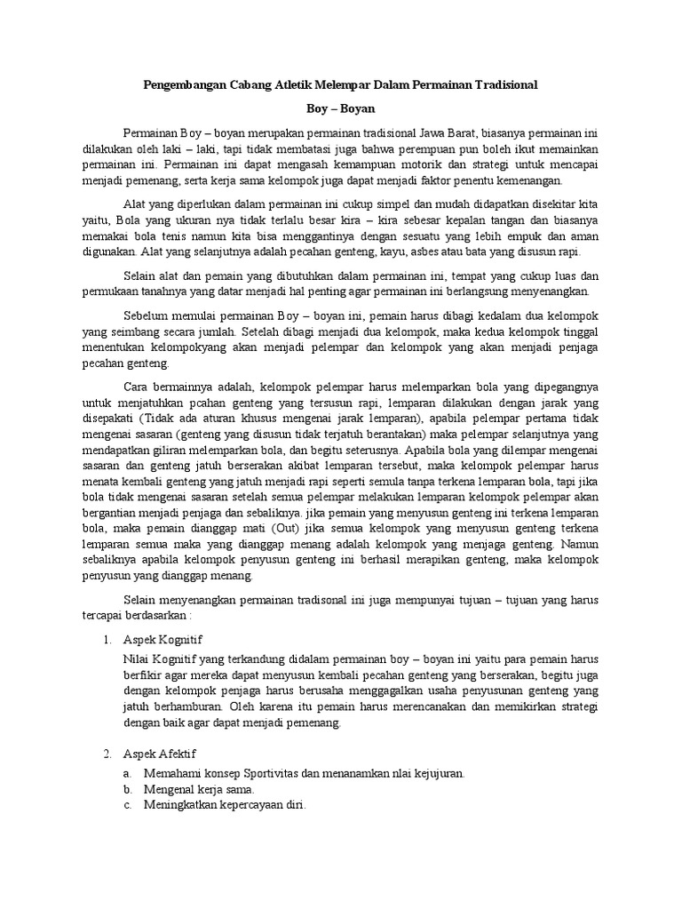 Tugas Pendidikan Jasmani Dan Olahrag2 Boy - Boyan | PDF | Olahraga ...