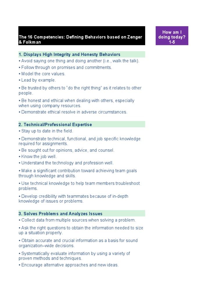 16 Competencies Self-Assessment 2021 | PDF | Goal | Competence (Human ...