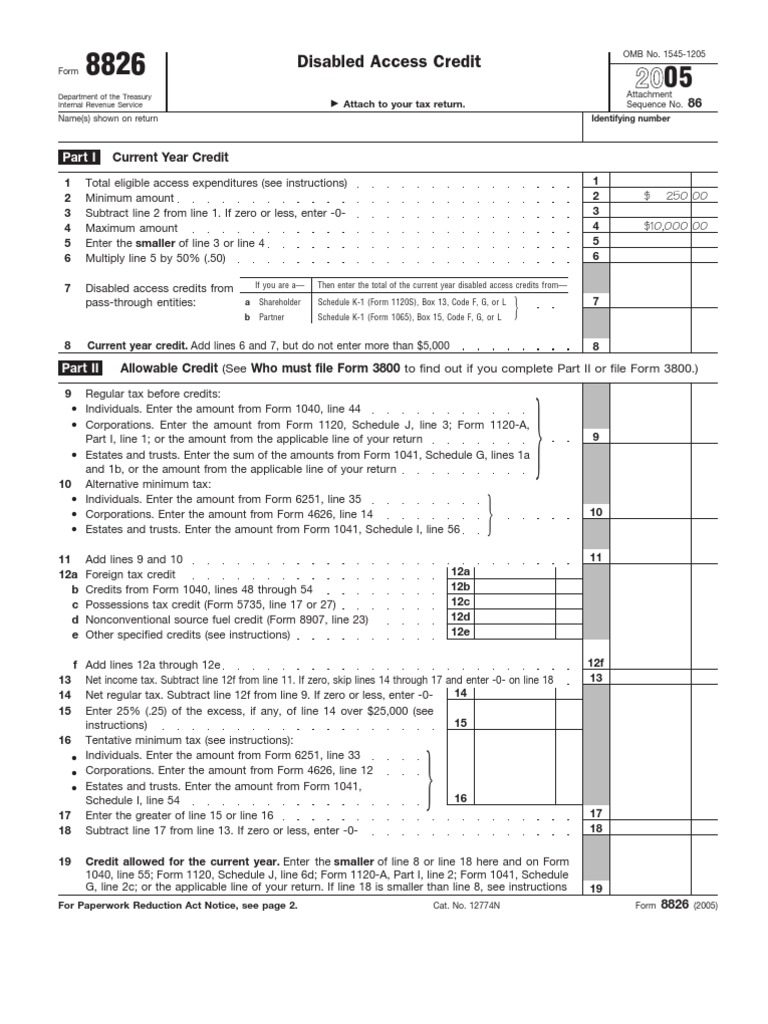 US Internal Revenue Service: f8826 - 2005 | PDF | Expense | Alternative ...