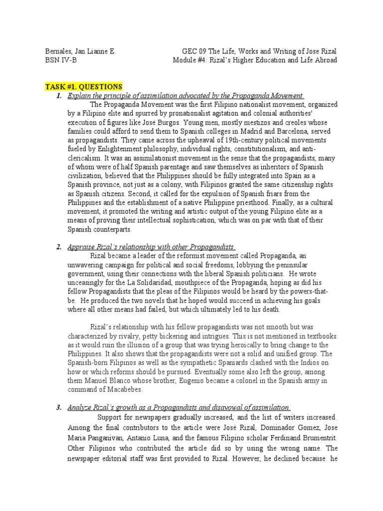 Explain The Principle of Assimilation Advocated by The Propaganda ...