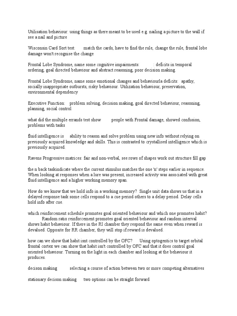 Prefrontal Cortex and Executive Function | PDF | Prefrontal Cortex ...