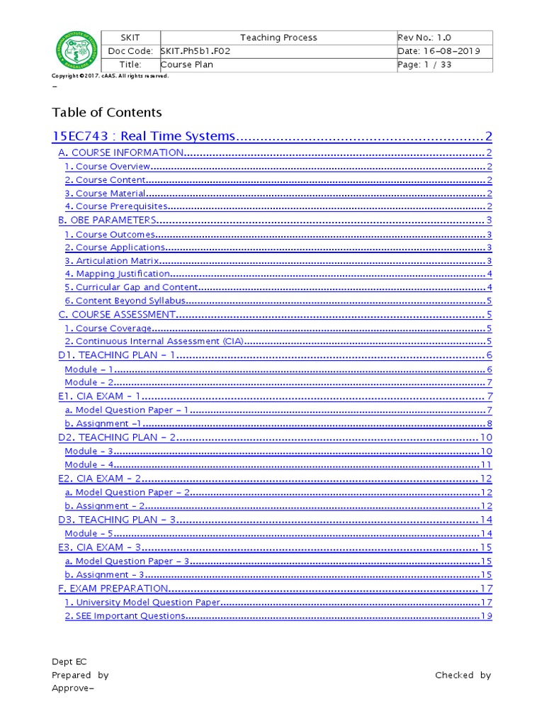 15ec743-Real Time Systems | PDF | Real Time Computing | Scheduling (Computing)
