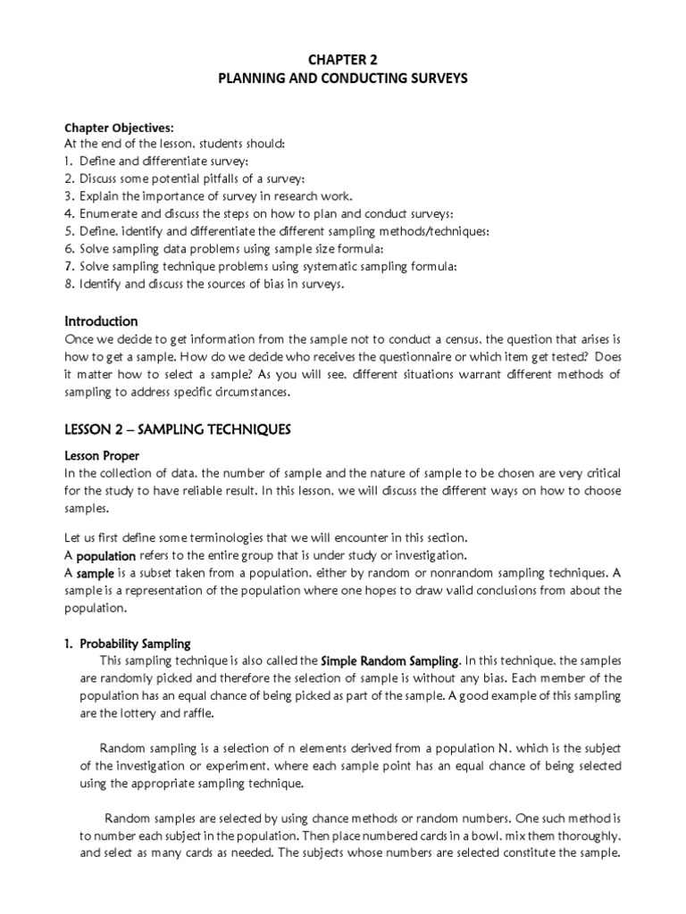 Lesson 3 - Sampling Techniques | Download Free PDF | Sampling ...