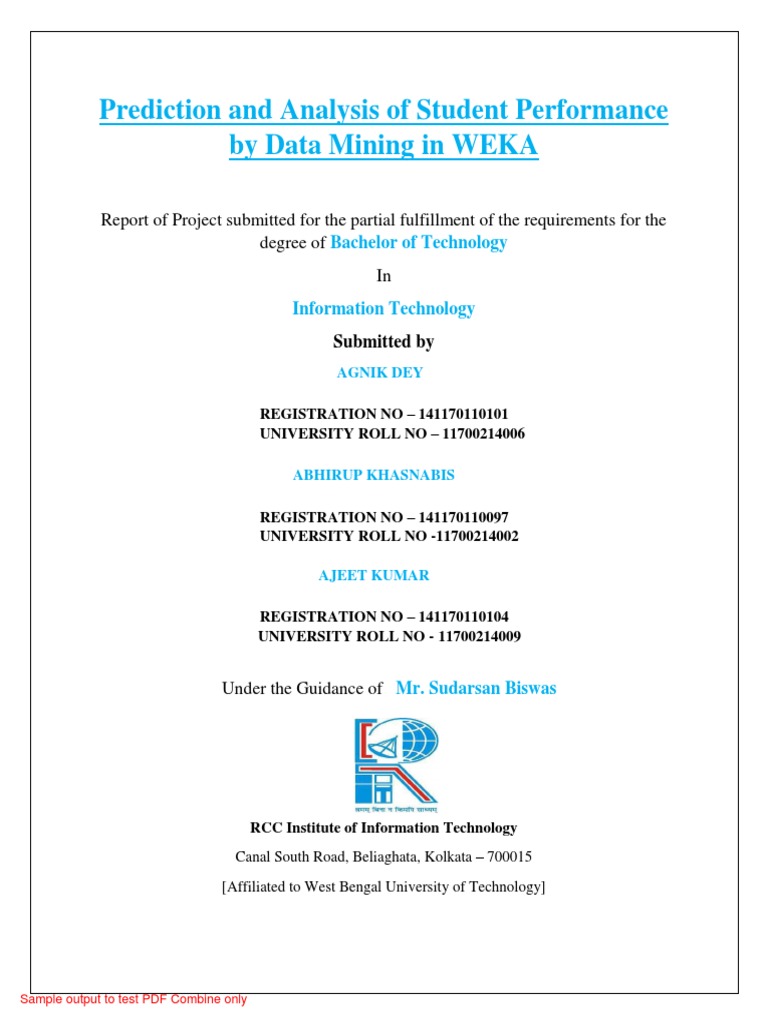Prediction and Analysis of Student Performance by Data Mining in WEKA | Download Free PDF | Data ...