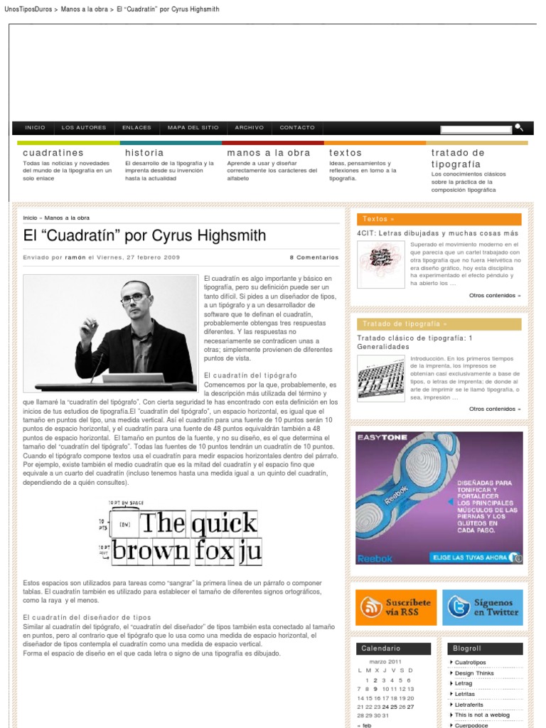 El "Cuadratín" Por Cyrus Highsmith | PDF | Tipografía | Imprenta