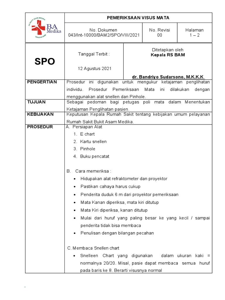 Pemeriksaan Visus Mata | PDF