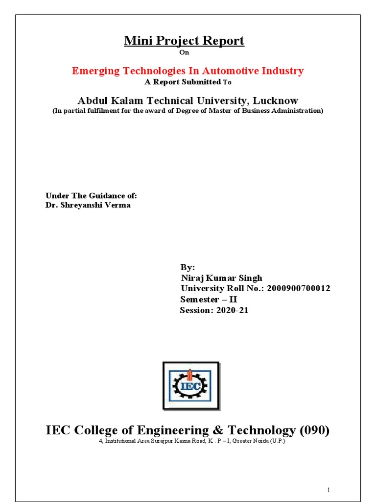 Internship With Mini Project | PDF | Electric Vehicle | Car