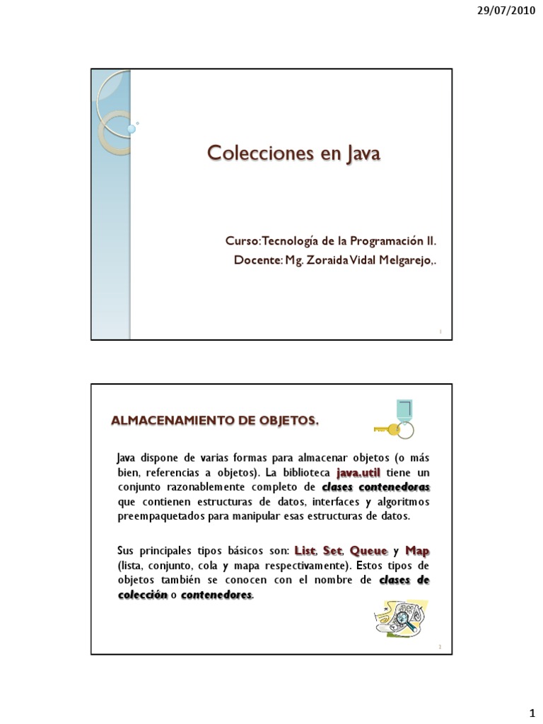 Colecciones en Java | PDF | Objeto (informática) | Java (lenguaje de ...