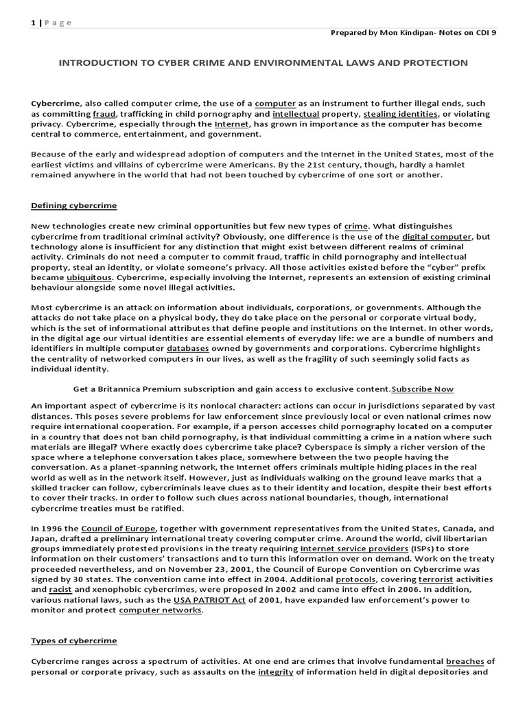 Cdi 9 Cyber Crime Notes | PDF | Cybercrime | Spamming