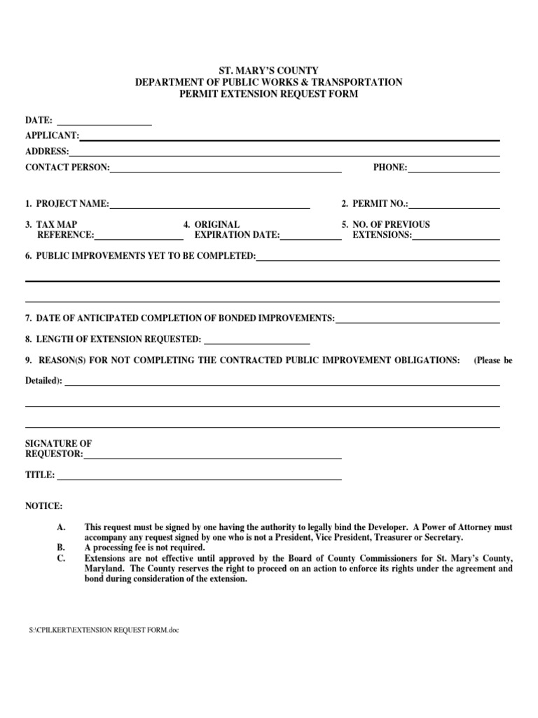 Permit EXTENSION REQUEST FORM | PDF | Finance & Money Management | Politics