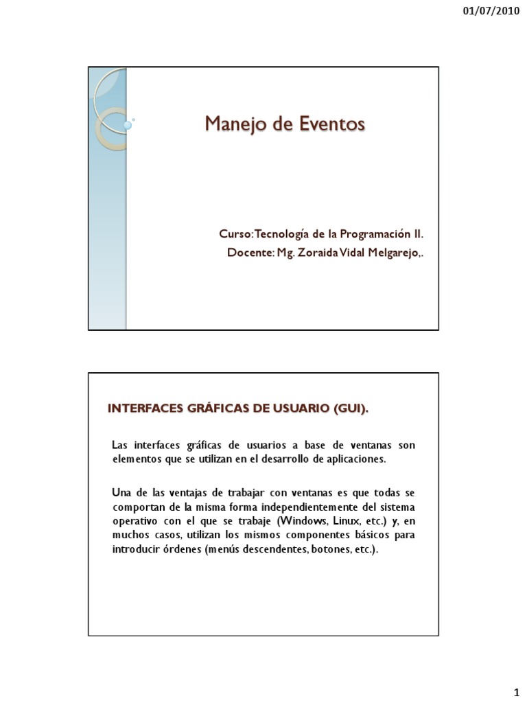 Manejo de Eventos | PDF | Ventana (informática) | Java (lenguaje de programación)
