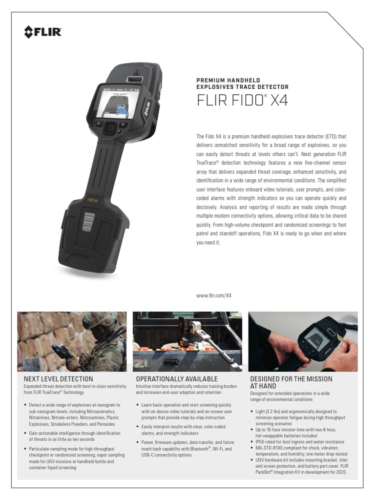 Flir Fido X4: Premium Handheld Explosives Trace Detector | PDF