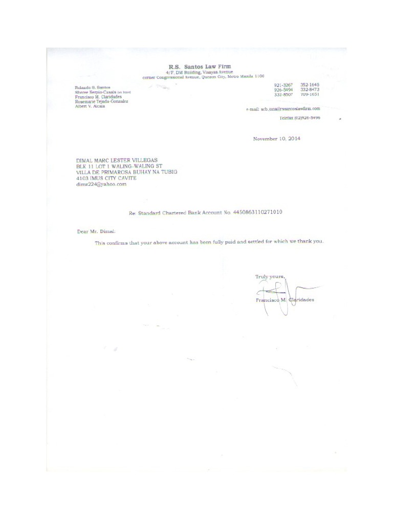 Standard Chartered Bank - Certificate of Full Payment | PDF