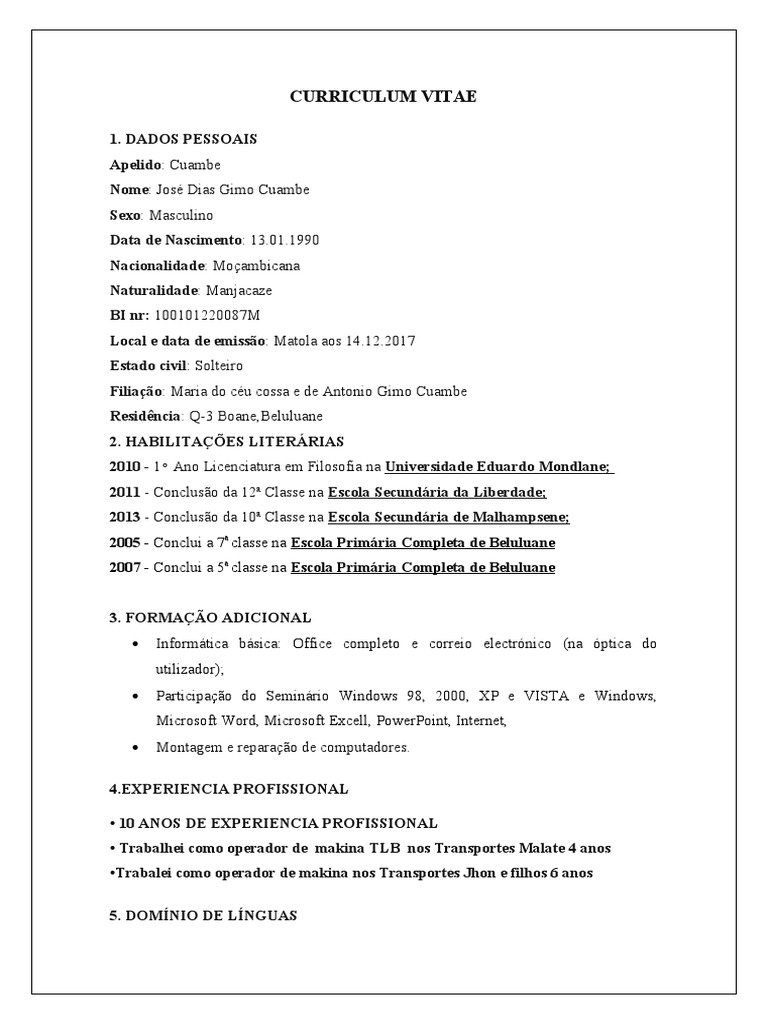 Eduardo CV | PDF | Carreira e Crescimento | Estilo de vida