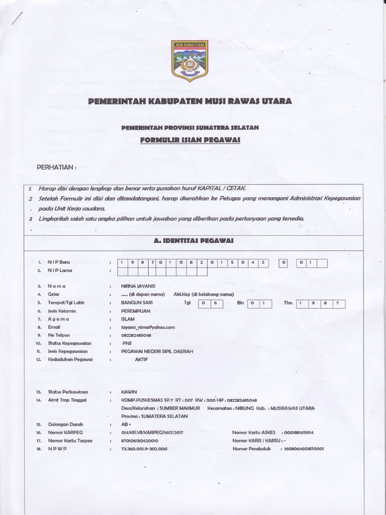 Nirna Data Pegawai | PDF