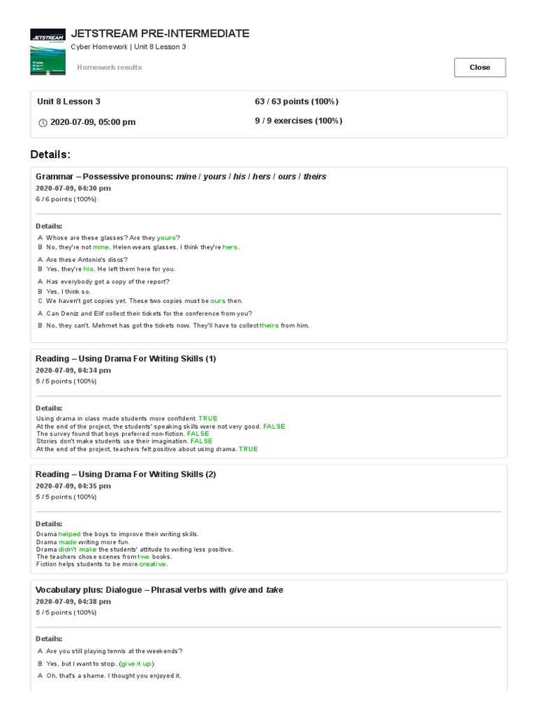 Cyber Homework Unit 8 Lesson 3 4 PDF Free | PDF | Adjective | Human ...