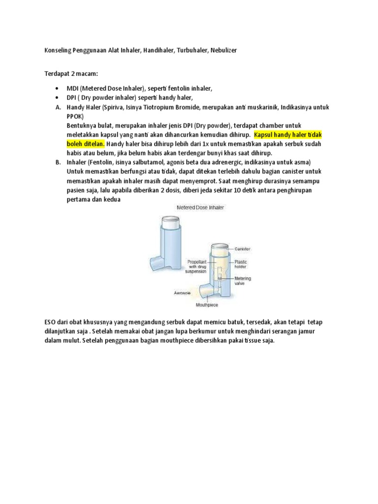 Konseling Penggunaan Alat Inhaler | PDF