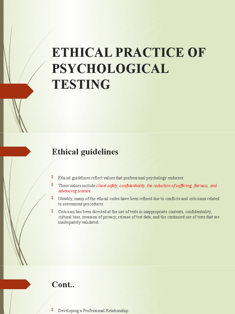 Lecture 4 - Ethical Practice in Testing | PDF | Clinical Psychology ...