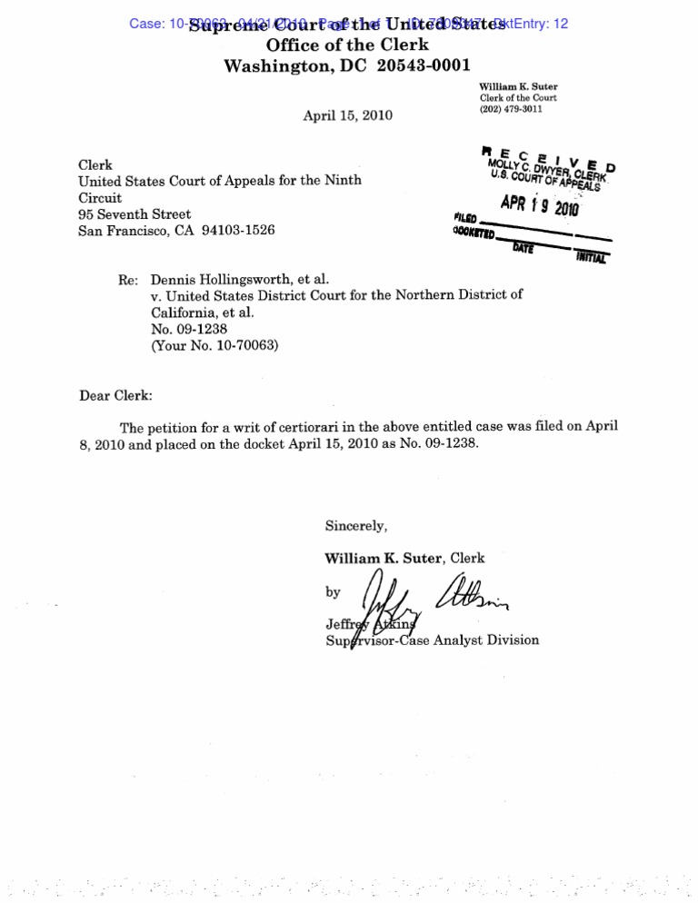 Supreme Court Case Filing Notice | PDF | Law