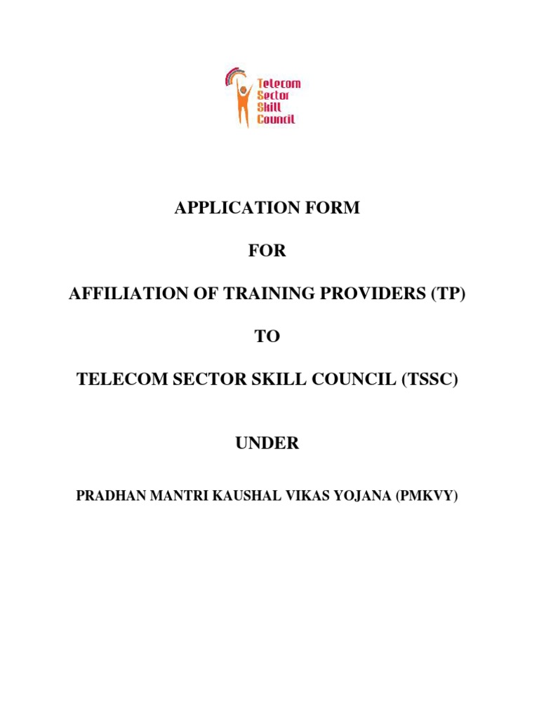 Application Form For Affiliation of Training Providers (TP) Telecom ...