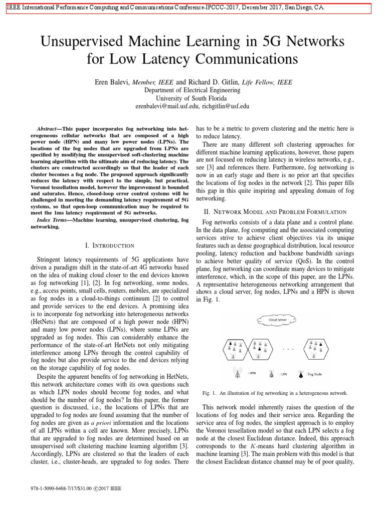 Unsupervised Machine Learning in 5G Networks For Low Latency ...