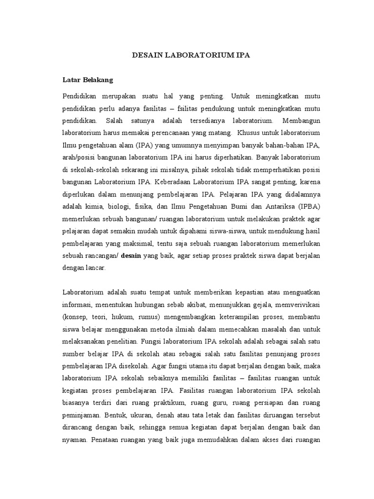 Desain Laboratorium IPA yang Efektif | PDF | Teknologi & Rekayasa