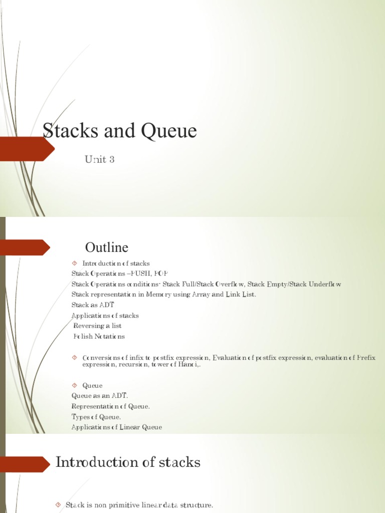 Unit 3 Stacks and Queue | PDF | Queue (Abstract Data Type) | Computing