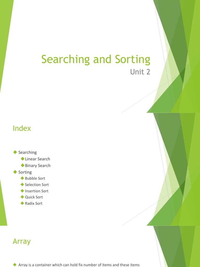Unit2 Searching and Sorting | PDF | Array Data Structure | Computing