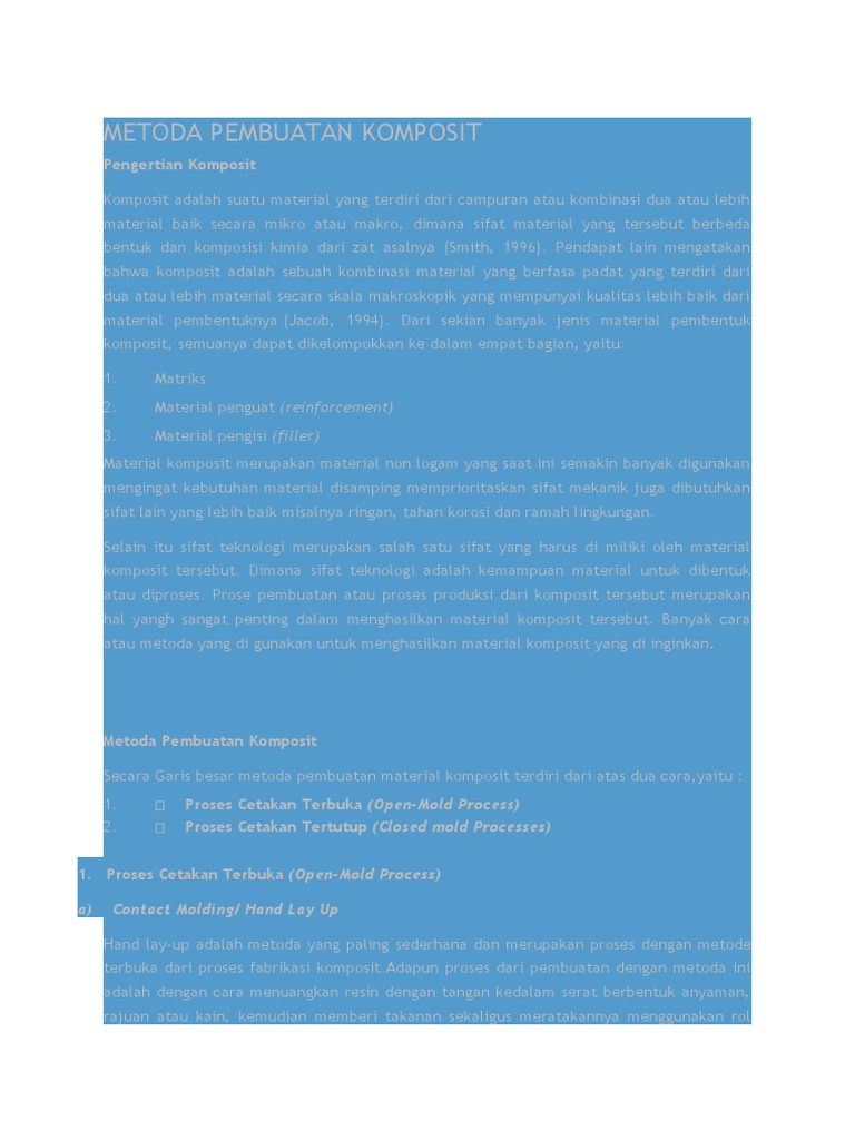 Metode Pembuatan Komposit | PDF