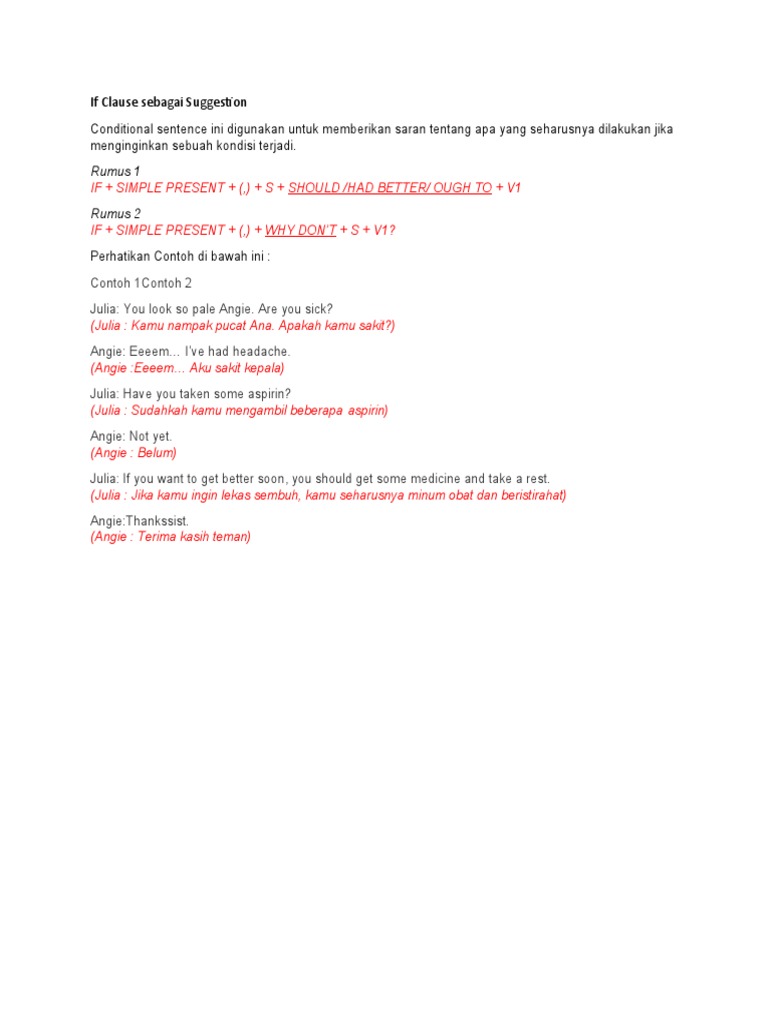 Contoh If Clause untuk Saran | PDF