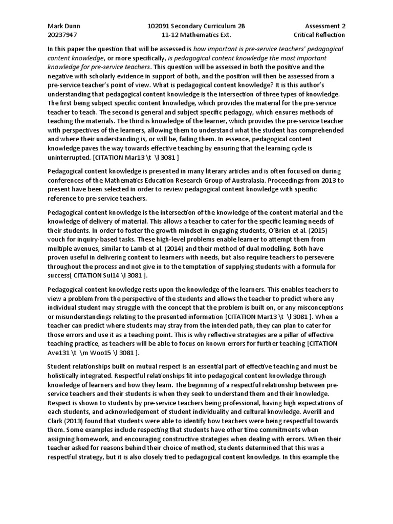 Math Reflection | PDF | Pedagogy | Teachers