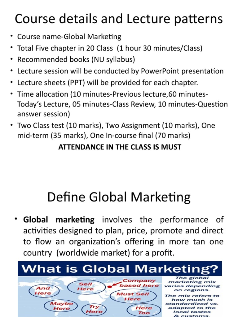 Global Marketing Course Overview | PDF | Reputation | Competitive Advantage