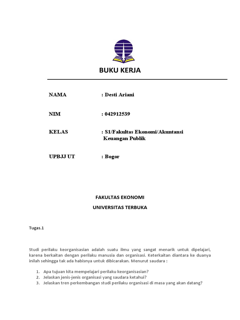 Jawaban Tugas 1 (Perilaku Organisasi) | PDF | Karier & Perkembangan